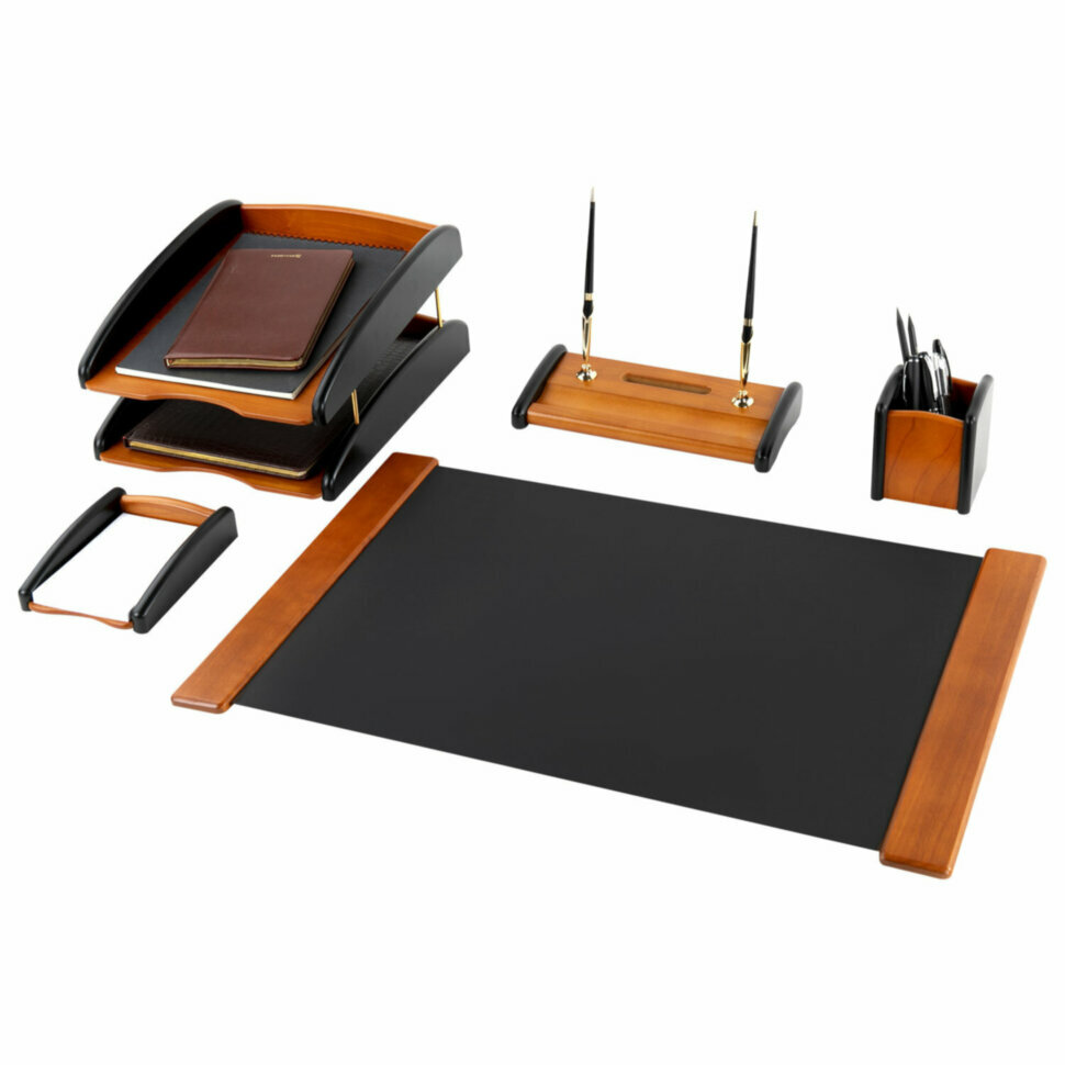 Набор настольный GALANT "Cayman" из дерева, 6 предметов, цвет "светлое дерево/чёрный", 238159, 238159