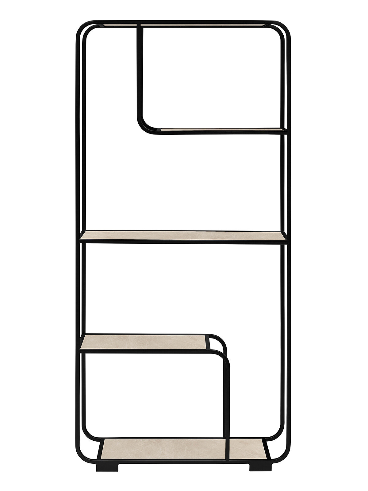 Металлический стеллаж лофт интерьерный для книг SIENA, черный, полки керамика Ivory, 80х30х173см.