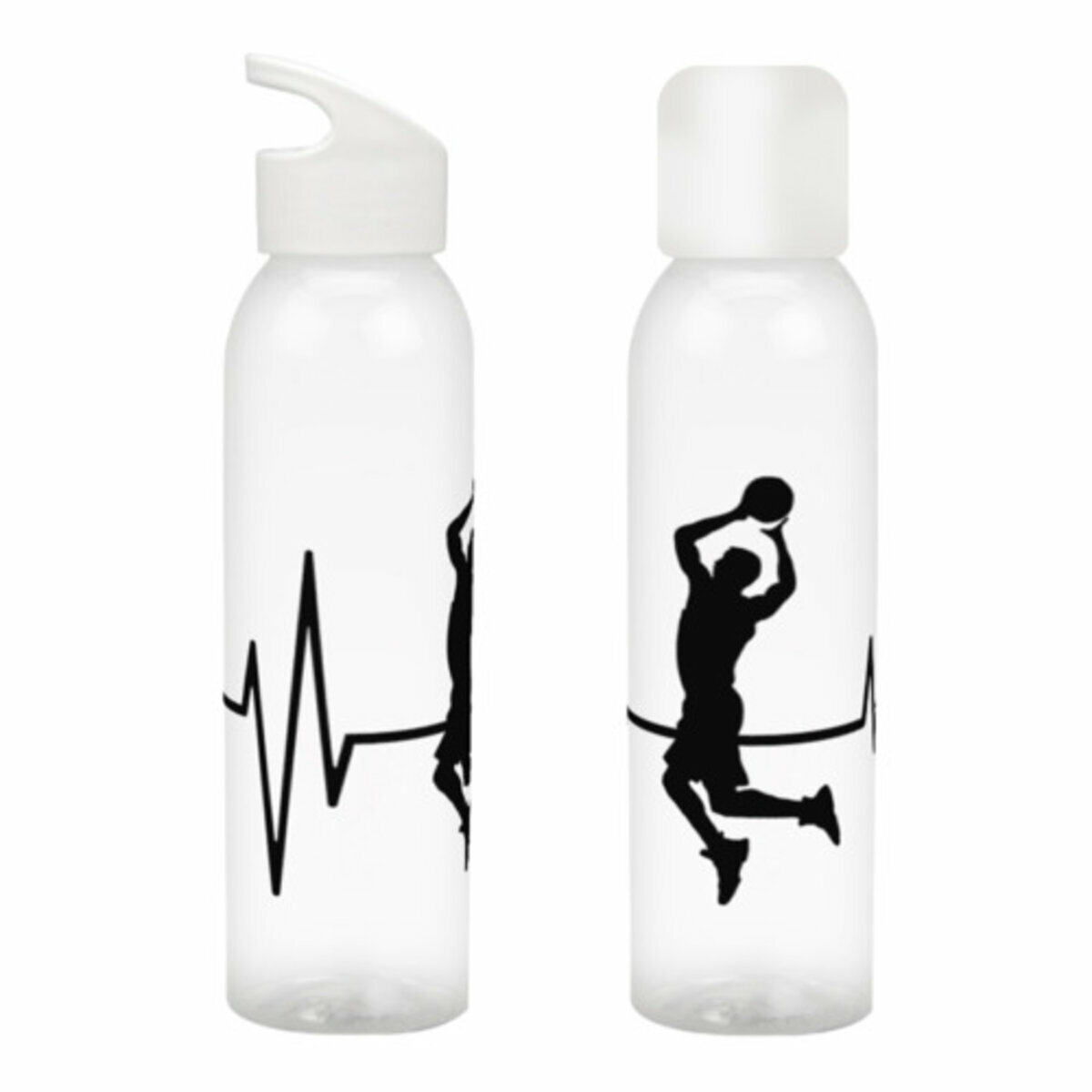 Бутылка для воды «В ритме сердца: баскетбол. Подарок баскетболисту.» (белый)
