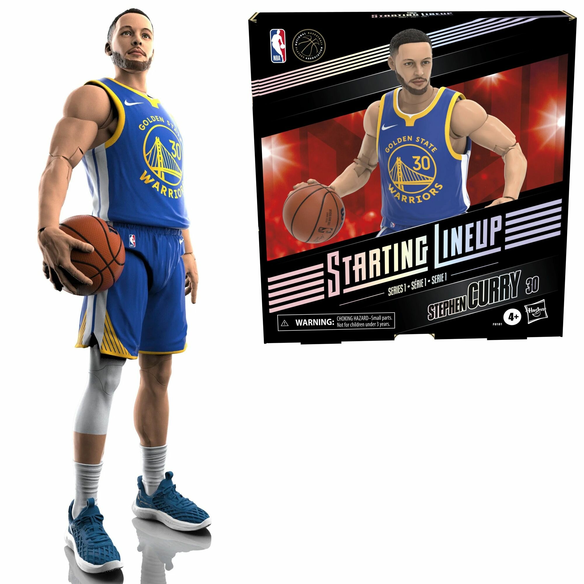 Фигурка-акция Hasbro Серия стартовых составов НБА 1 Stephen Curry, 6 дюймов, спортивная торговая карта Panini в комплекте
