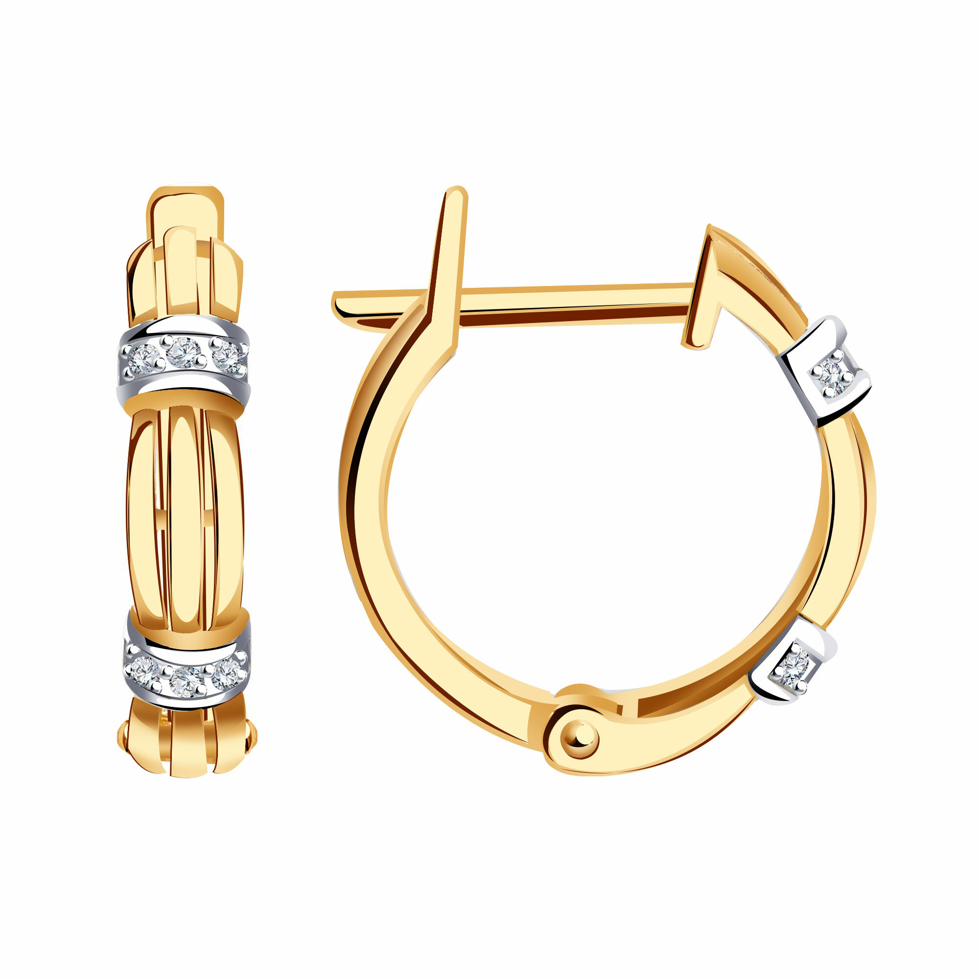 Серьги, красное золото, 585 проба, фианит