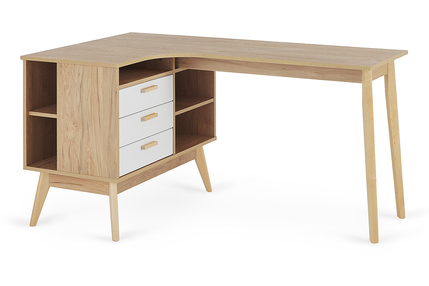 Письменный стол угловой SCANDICA Хортен, 139х75х84,8 см, дуб натуральный светлый, бланж