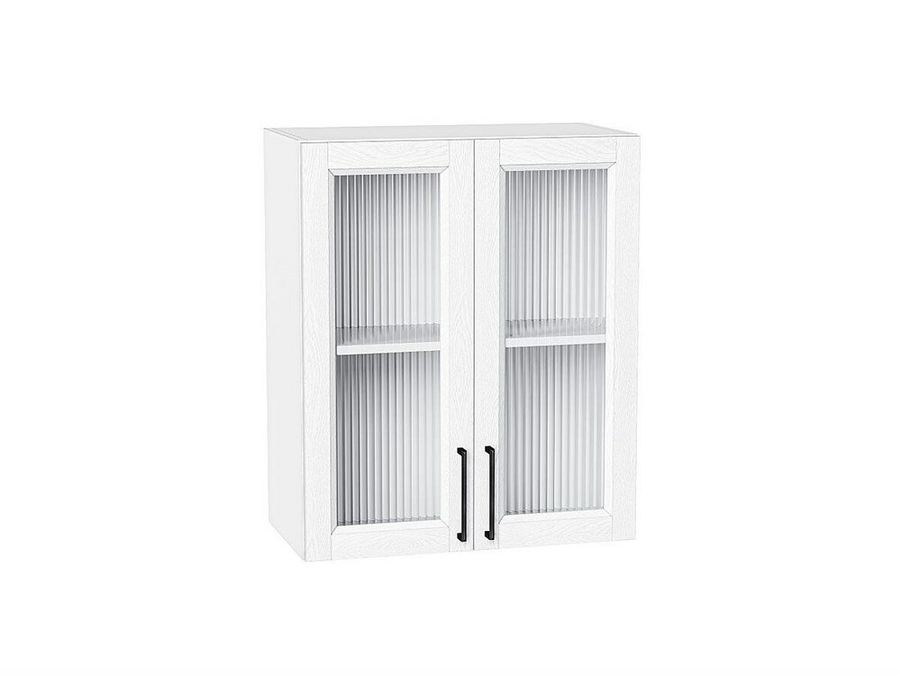VVT Шкаф верхний с 2-мя остекленными дверцами Сканди Белый, White Silkwood, 720, 600 В*Ш*Г 716*600*320, фасад МДФ/Стекло White Silkwood, корпус Белый White Silkwood