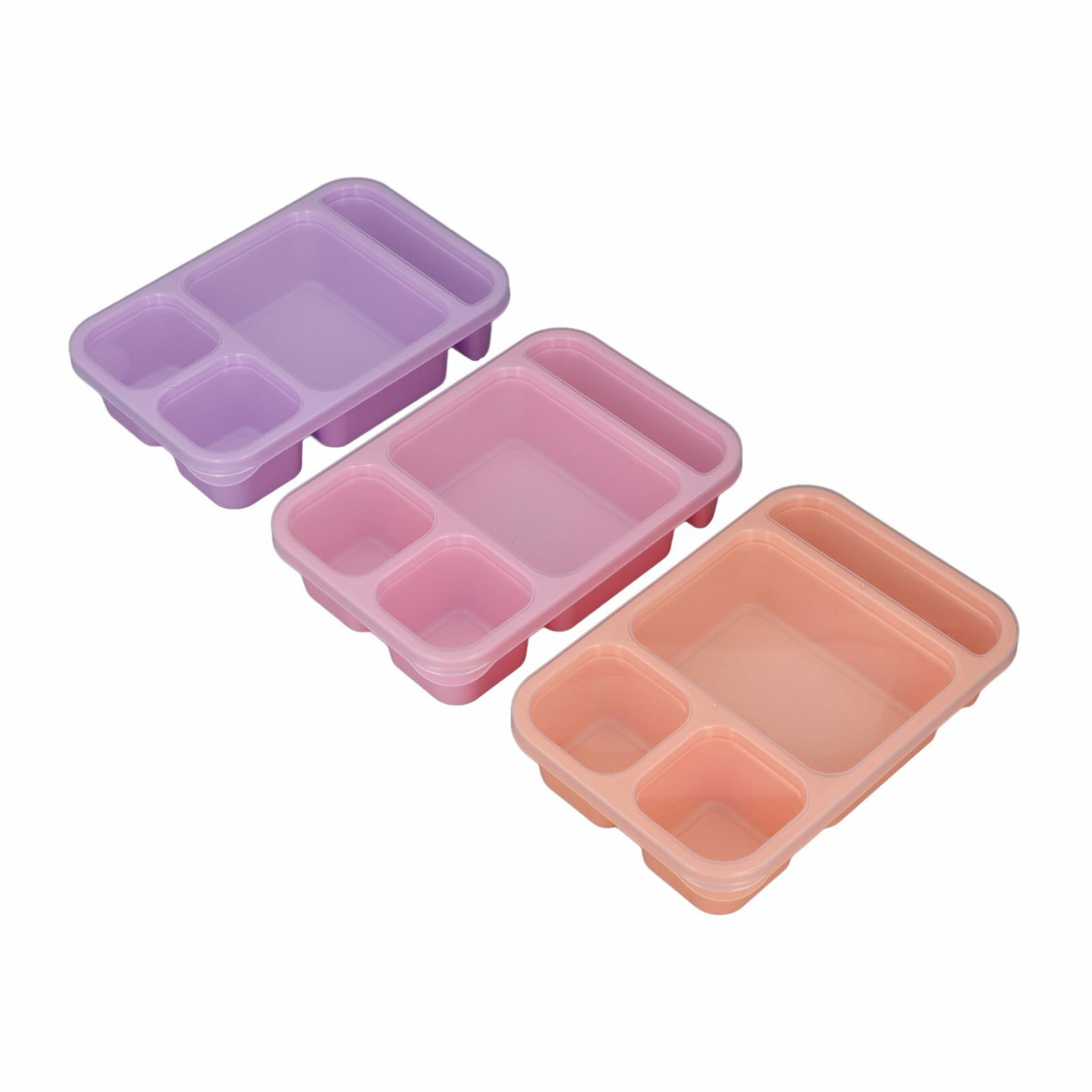 Контейнеры для обеда Бенто с крышками для соусов, 4 секции, идеальны для работы, школы и путешествий, 3 контейнера, 9 компонентов