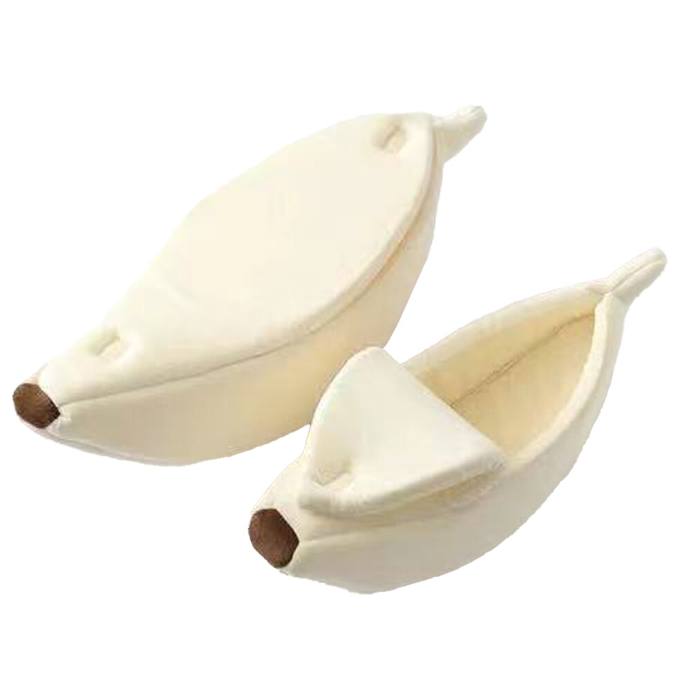 Кошачий гнездо в форме банана для питомца кровать щенок котенок теплая дом кровать мягкая теплая кошачий кровать для зимы питомцев аксессуары, цвет желтый бежевый, размер S M L XL, материал плюш, 1шт