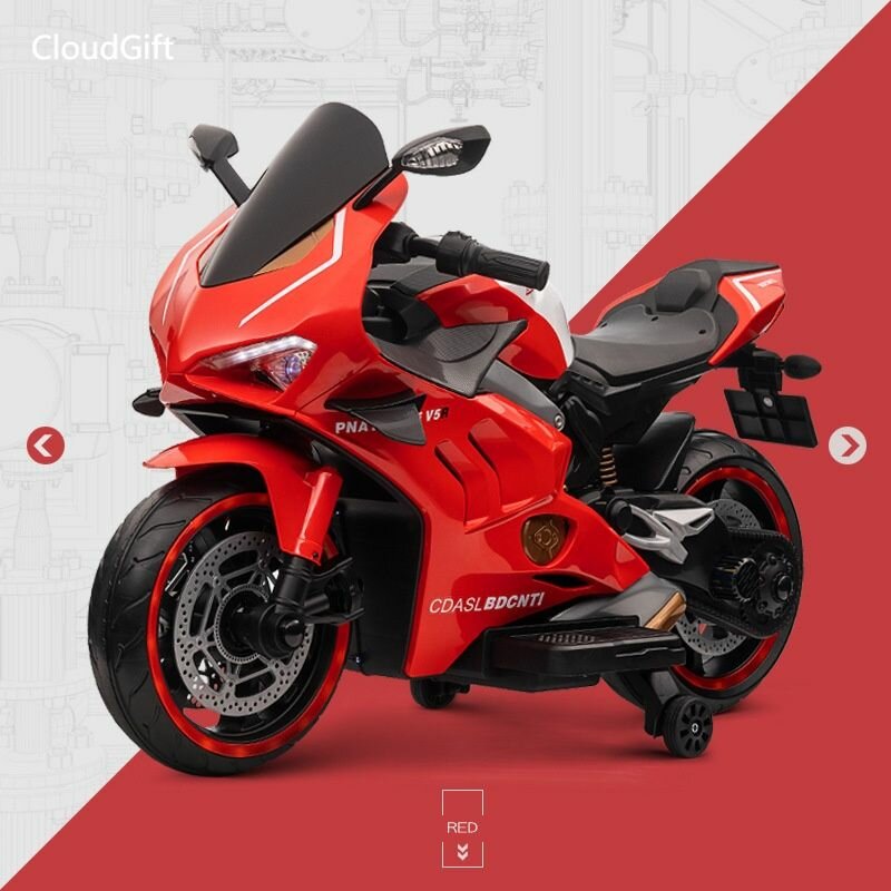 Электромотоцикл Ducati, для детей от 8 до 18 лет, красный, 1 место, Bluetooth, 19кг