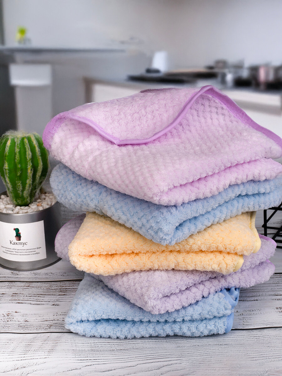 Полотенца кухонные 33x73 , набор из 5 штук , все для кухни с петелькой , микрофибра