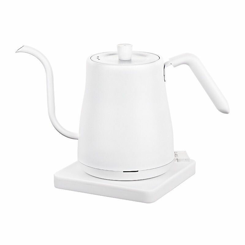 Электрический чайник с длинным носиком, изготовлен из нержавеющей стали 304, подходит для домашнего кофе, заваривания чая, офисов и отелей (белый).