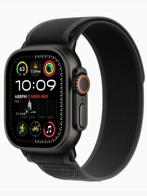 Умные часы Apple Watch Ultra 2 49 мм (2024) Black Titanium Case GPS + Cellular, Black Trail Loop, размер ремешка M/L (Вторая версия)