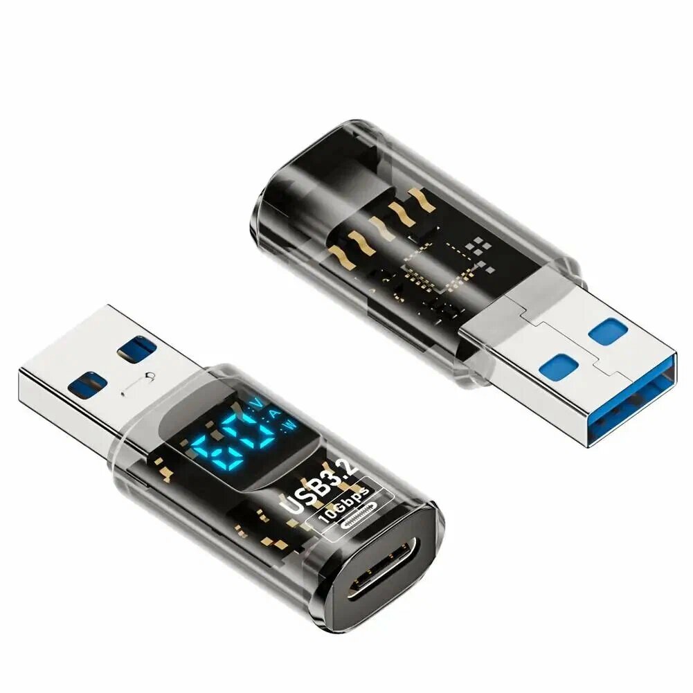 Адаптер-переходник USB-A M в USB-C F с дисплеем KS-is (KS-881AC)