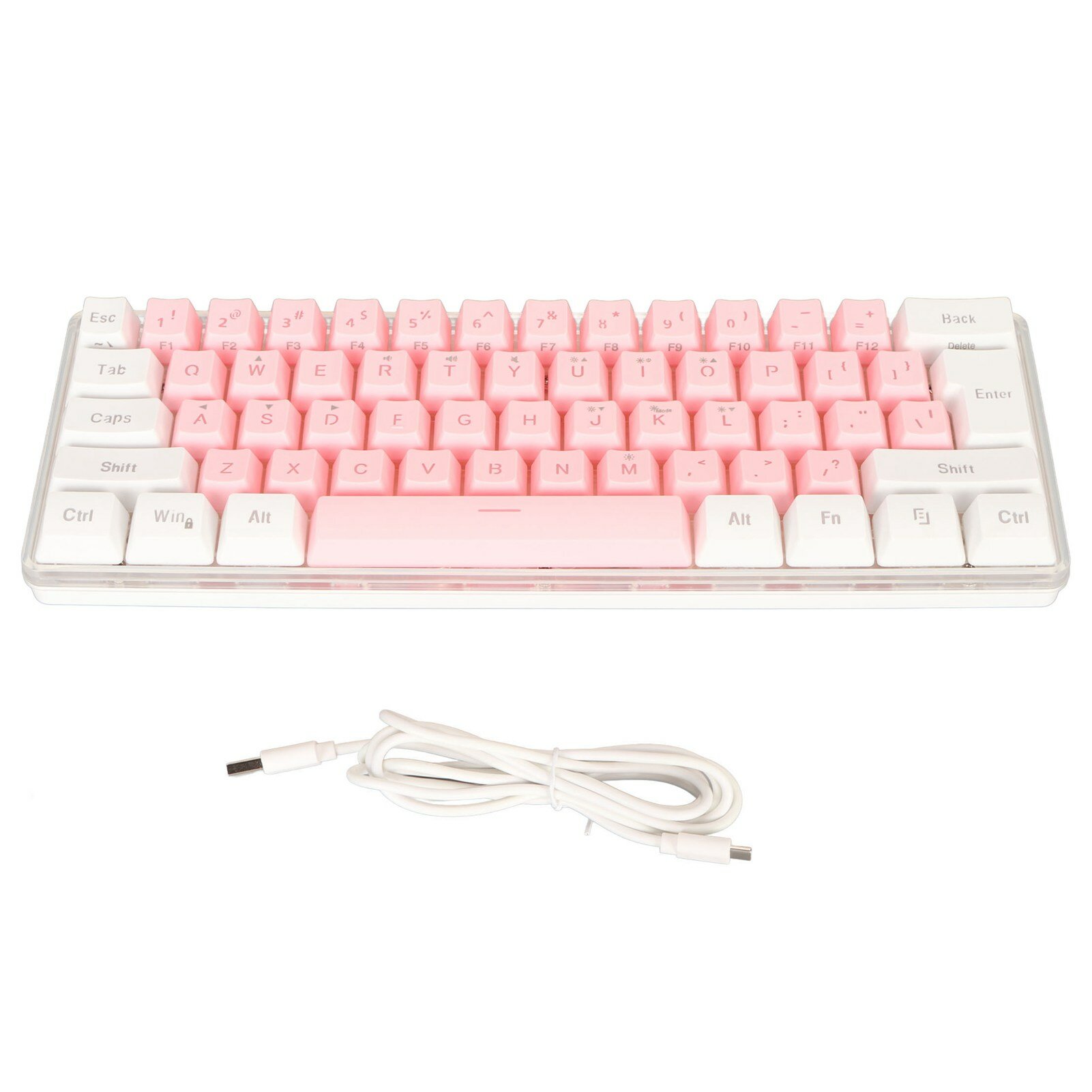 60% проводная игровая клавиатура RGB Mini Keyboard Имитированная механическая техника Compact 61 клавиатура клавиши для Gamer White Pink