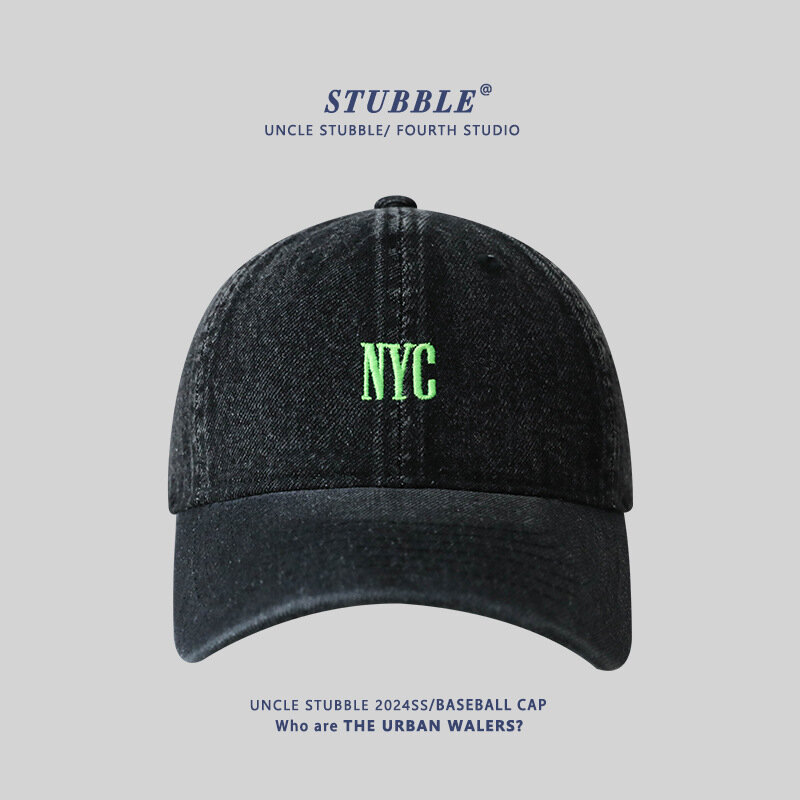 Джинсовая бейсболка для женщин с широкими полями, маленькая кепка с солнцезащитным козырьком, корейский стиль, повседневная и универсальная, кепка с вышитыми буквами для мужчин