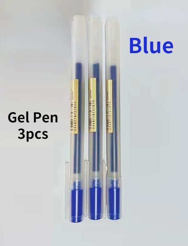 Гелевые ручки MUJI 0,38 мм, 0,5 мм, набор из 3 штук Синий, 0.38mm, Blue