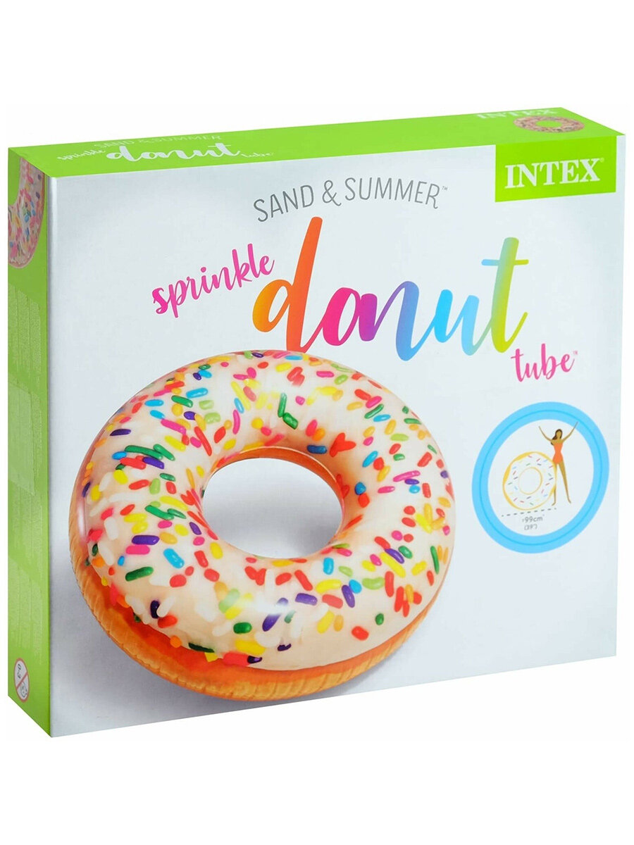 Intex Круг надувной Пончик с присыпкой 99 см 56263NP с 9 лет