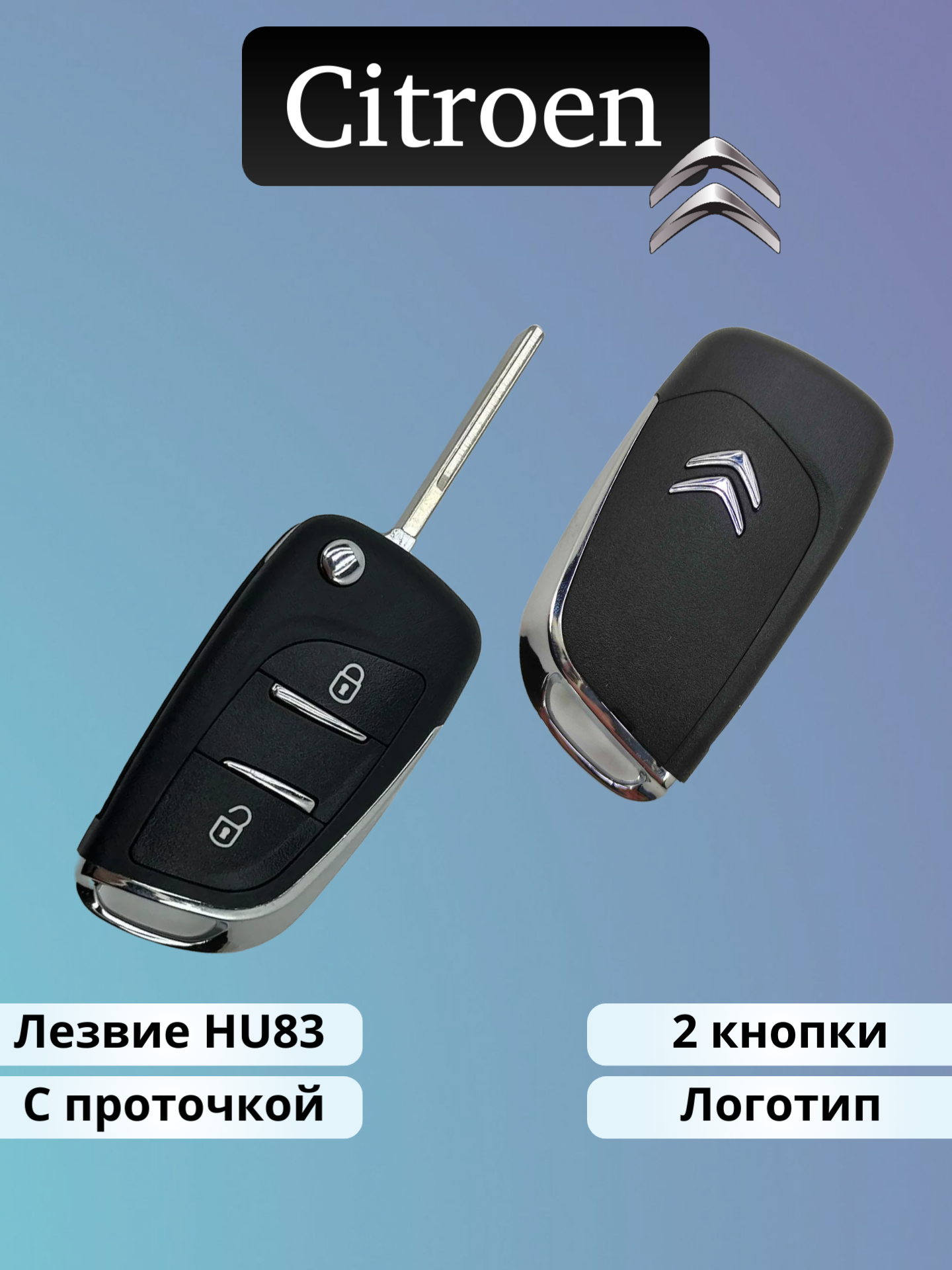 Корпус ключа зажигания Citroen 2 кнопки