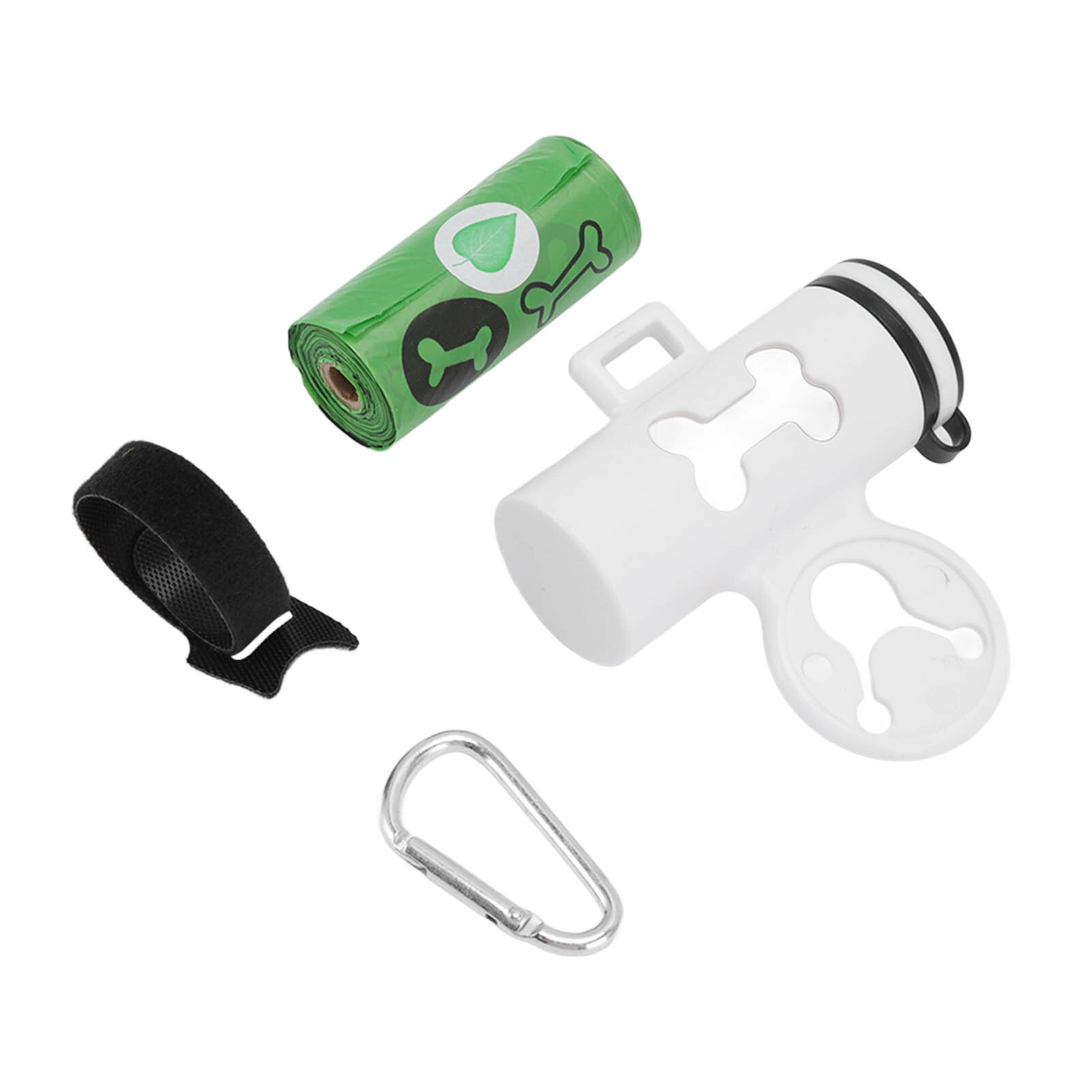 Дозатор для собачьей корка для собачьей какашки дозатор для отработанных пакетов с металлическим карабинером и 1 рулон мешков с отходами белые отходы и 1 рулон пакета отходов