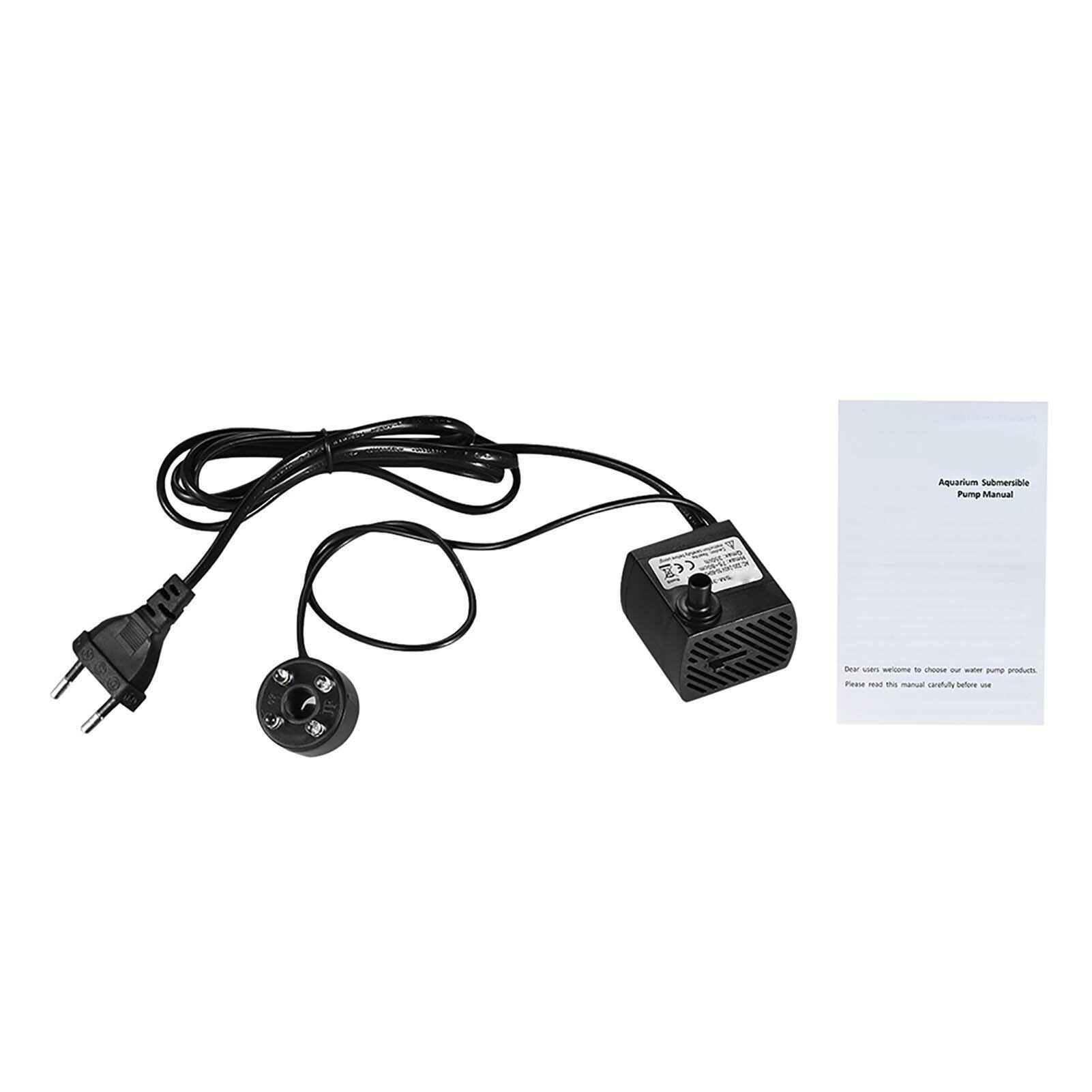 350 л/ч 5 Вт погружной водяной насос с 4 светодиодами ультра тихий для пруда аквариума аквариума настольного фонтана гидропоники 4.9 фута (1.5 м) шнур питания
