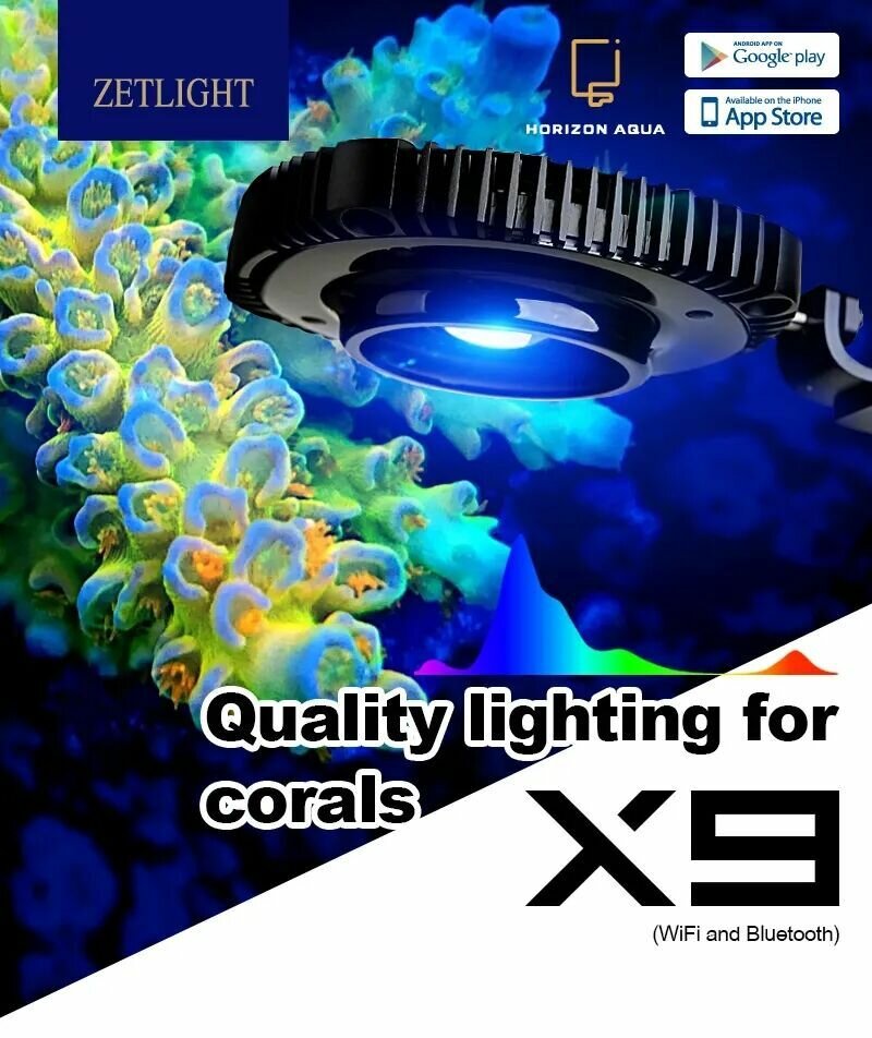 Светильник Zetlight "X9", коралловое свечение, имитация рассвета/заката, дистанционное управление