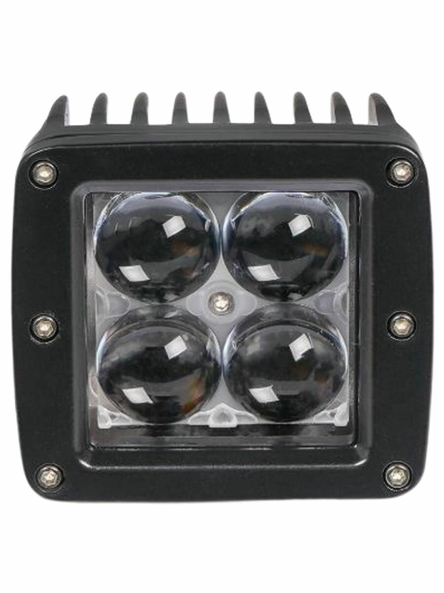 Фара светодиодная квадратная. 4 LED линза 4D. 12W (82х75х75) 12/24V