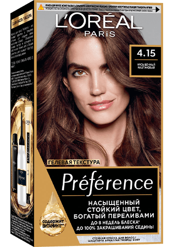 Краска для волос L`Oreal Paris "Preference", 4.15, темный каштан