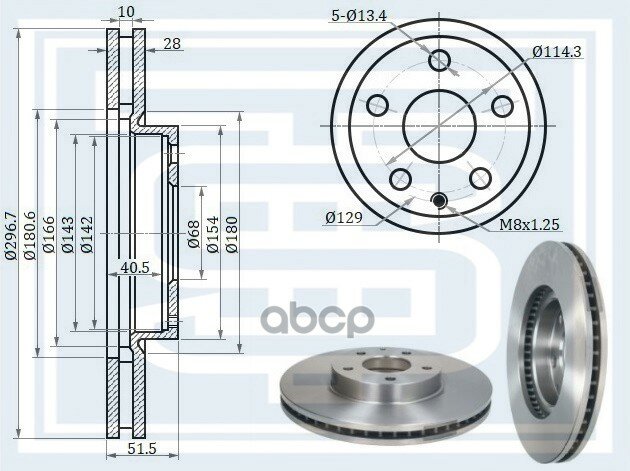 Диск тормозной MAZDA 6 (GJ) / CX-5 (KE) передний 297x28/179-974 GHP933251A GHR133251 K01133251A K01133251B 179-974 GHP933.