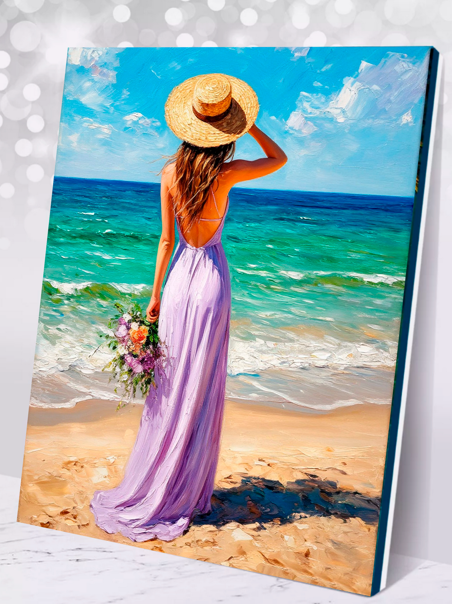 Картина по номерам Девушка у моря 40х50 см, хлопковый холст на подрамнике, акрил, Hobby Home