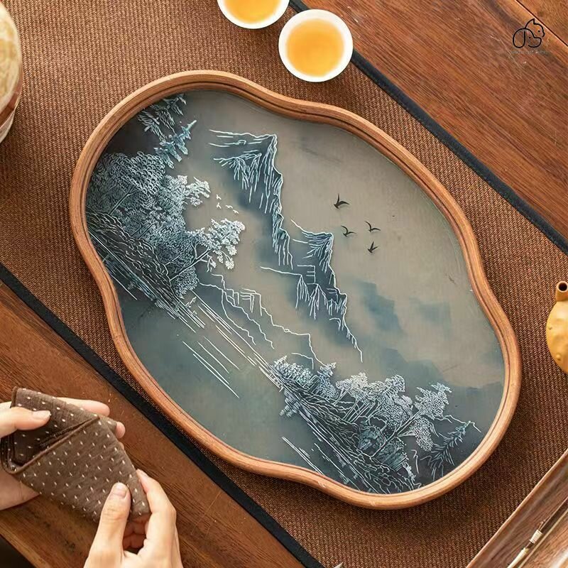 Чабань-чайная доска, 29 см х 21.50 см, 1 шт, B, коричневый, синий