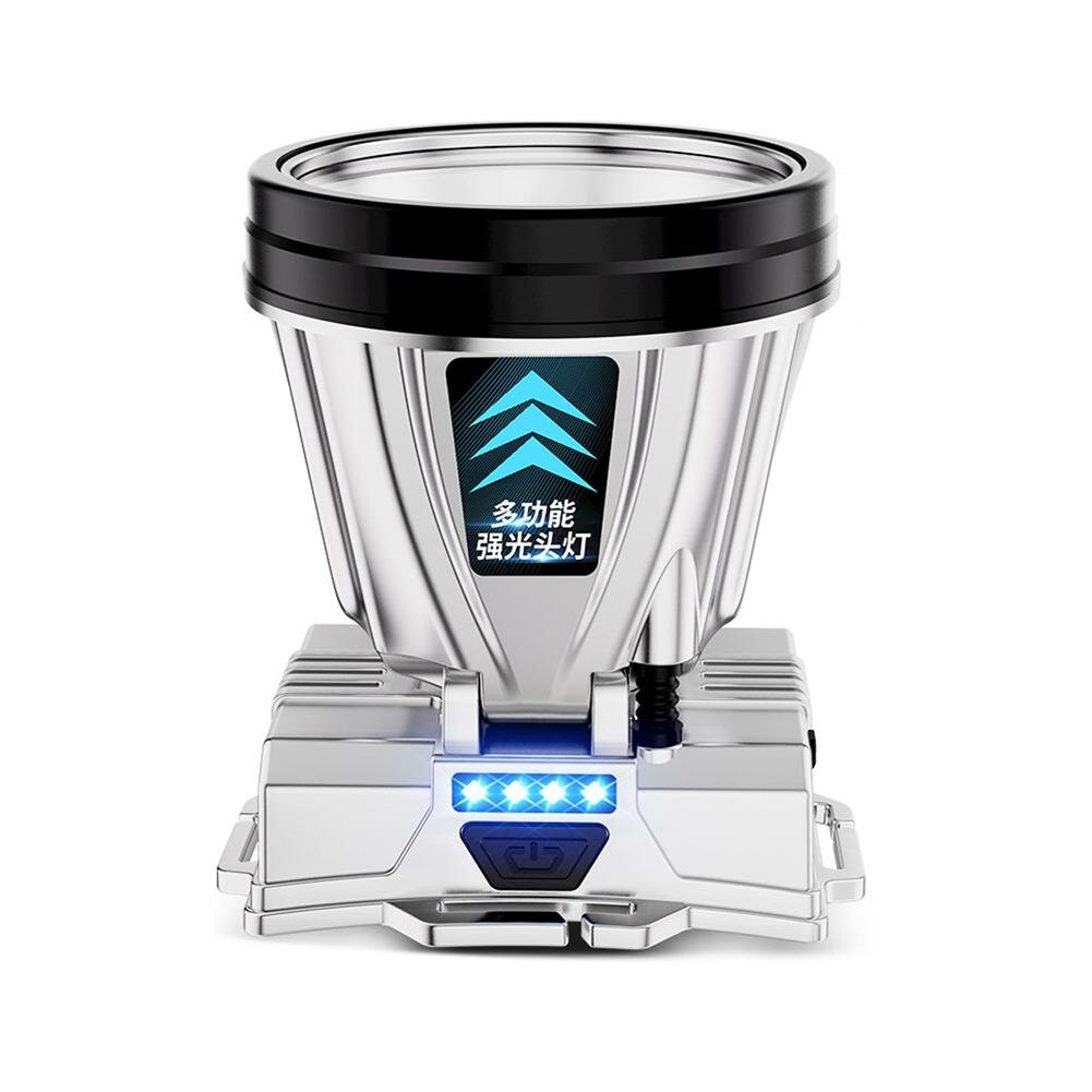 WAITLOVER Сверхъяркий перезаряжаемый налобный фонарь дальнего действия, серебристый, для ночного использования, рыбалки, исследований, кемпинга.