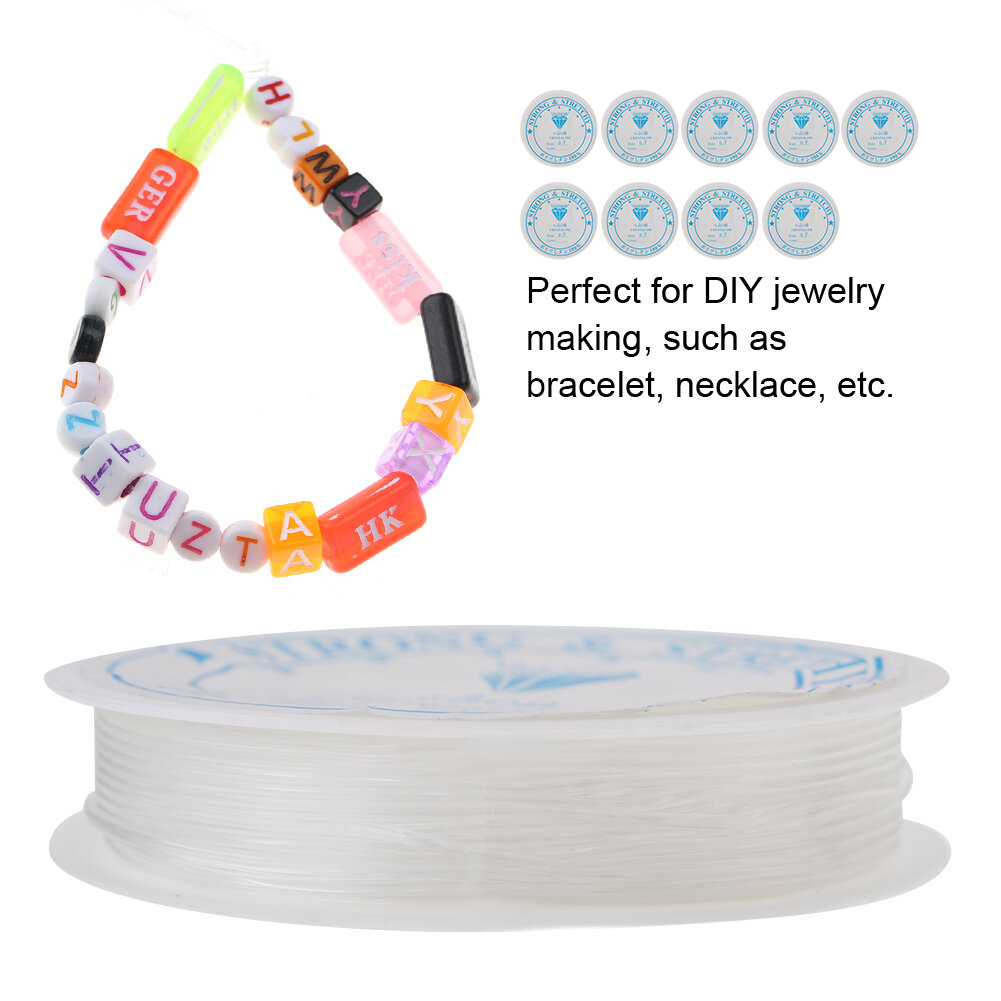 Лента для бижутерии Crystal Elastic Line прозрачная (0.7мм * 11м), 10 рулонов, материал TPU, для изготовления бижутерии, браслетов, ожерелий