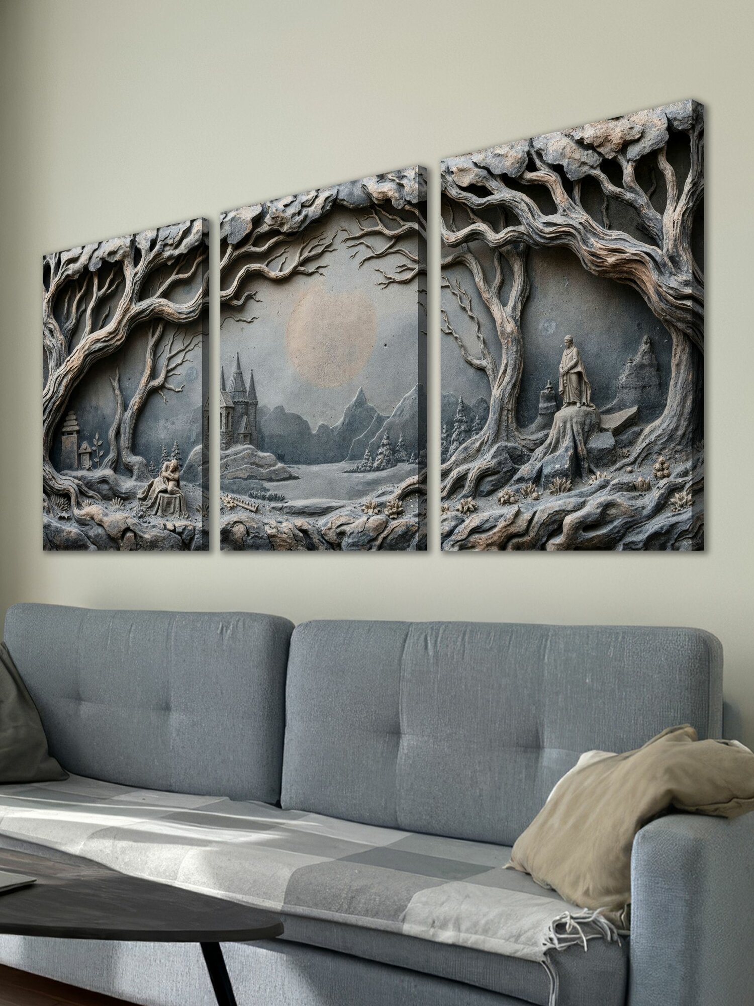 Картина на стену модульная "Каменная готика", 150 см х 70 см