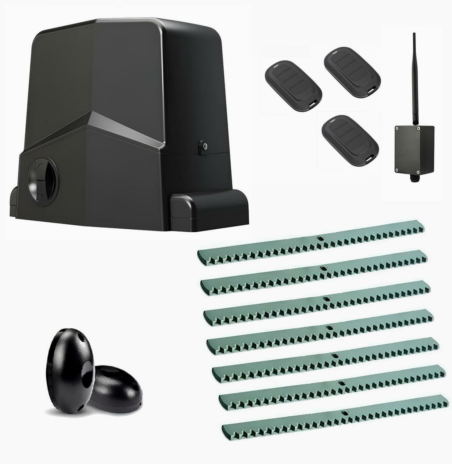 Автоматика для откатных ворот ARW-1000MKIT FK7-BT-Т3, комплект: привод, фотоэлементы, 3 пульта, 7 реек, Bluetooth-модуль