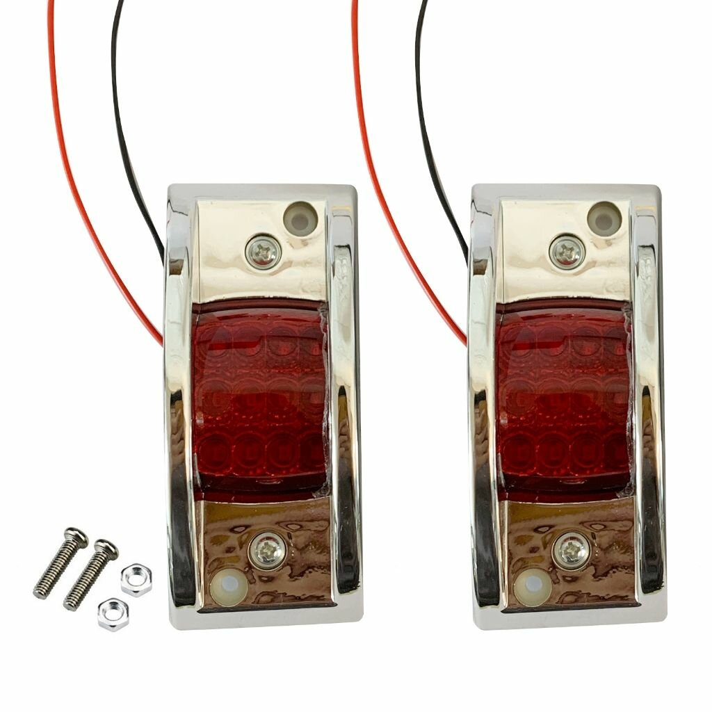 2шт, боковой фонарь с гальваническим покрытием на 12 светодиодов, задний фонарь с боковым световодом-красный
