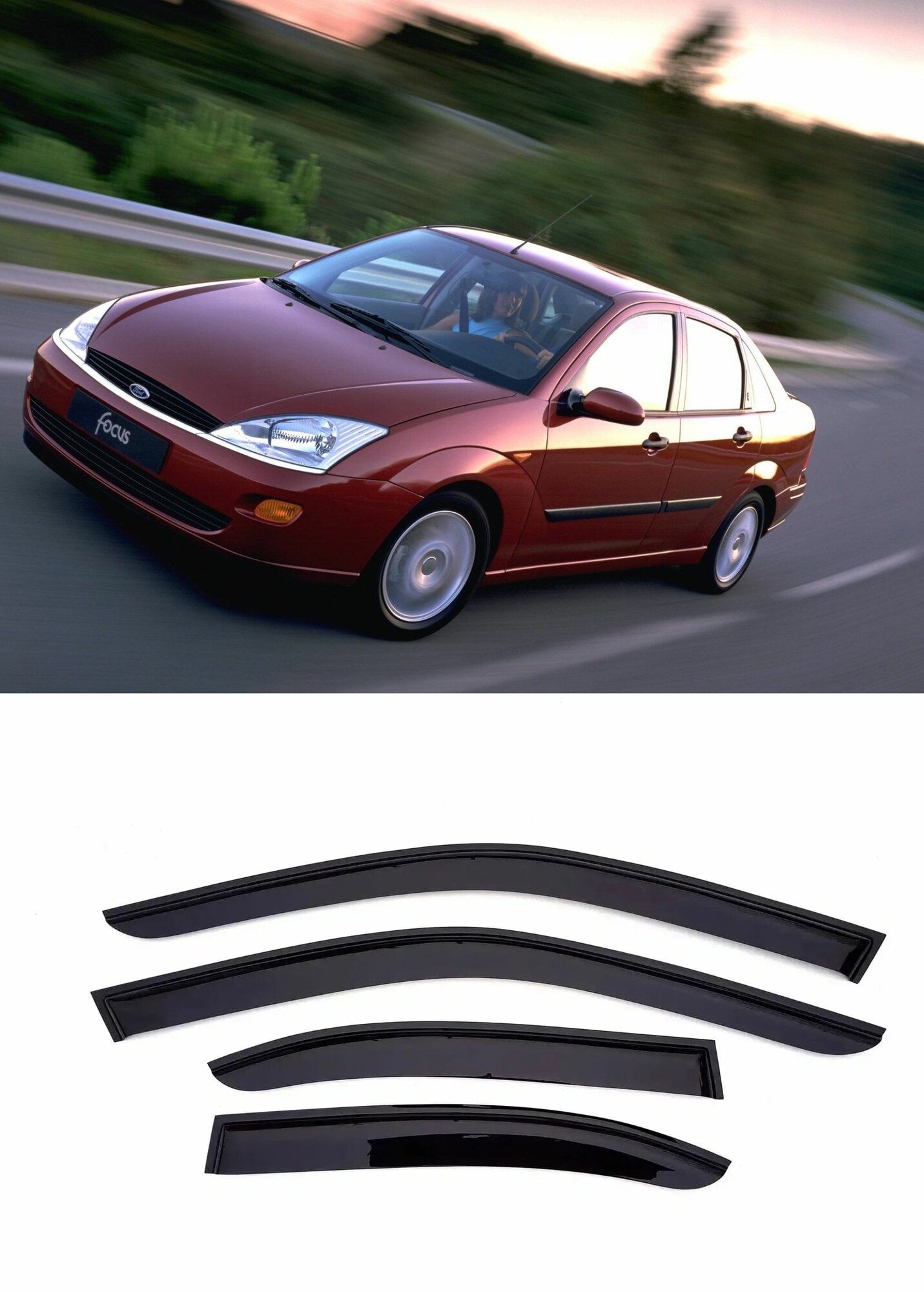 Дефлекторы боковых окон FORD Focus Форд Фокус I седан/хэтчбек (1998-2004)