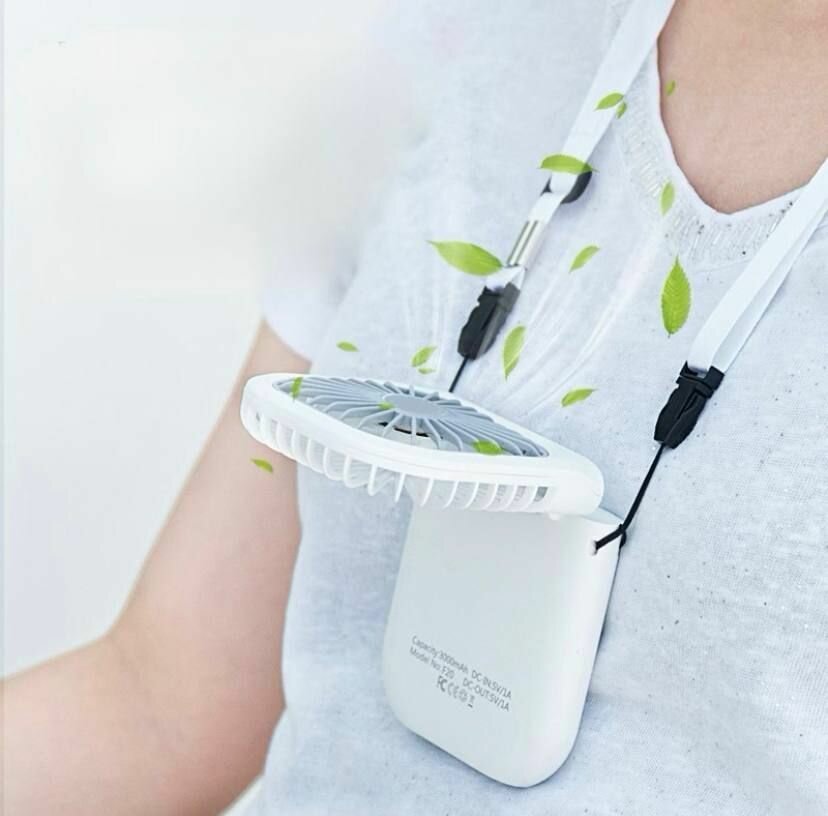 Портативный складной Type-C вентилятор F30 Pro с цифровым дисплеем (3000 mAh, 4 скорости , подставка для телефона) белый