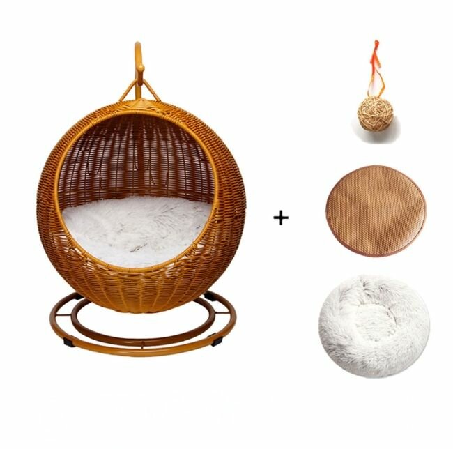 Kруглый гамак для кошек/съемной подушкой и подвесным шариком /подходит для кошек, щенков и мелких животных