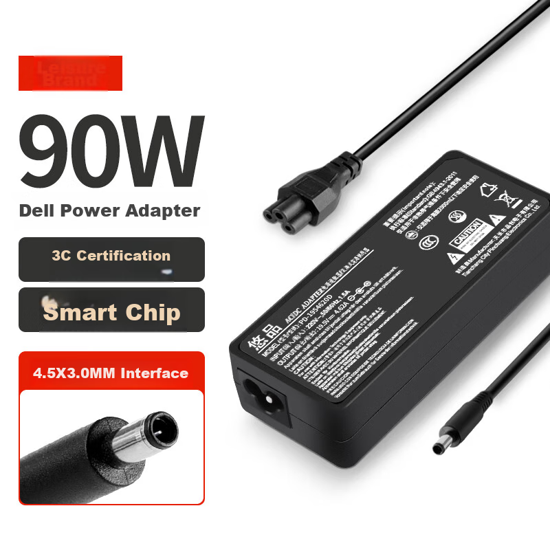 Youpin Dell Laptop Charger, 19.5V 4.62A 90W, Suitable for Dell Computers, Power Adapter, 4.5mm Small Port with Pin, Power Cord