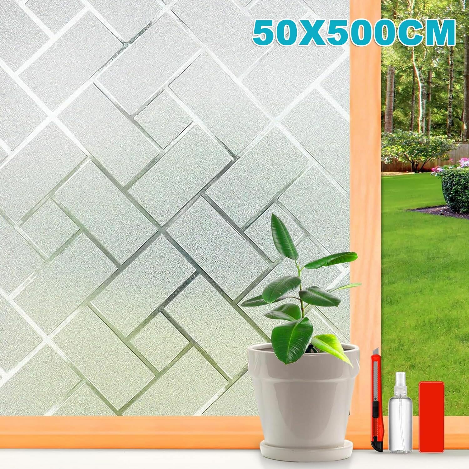 Витражная самоклеющаяся пленка, Самоклеящаяся витражная пленка для оконзащита от солнца и теплоизоляция 50x500 см