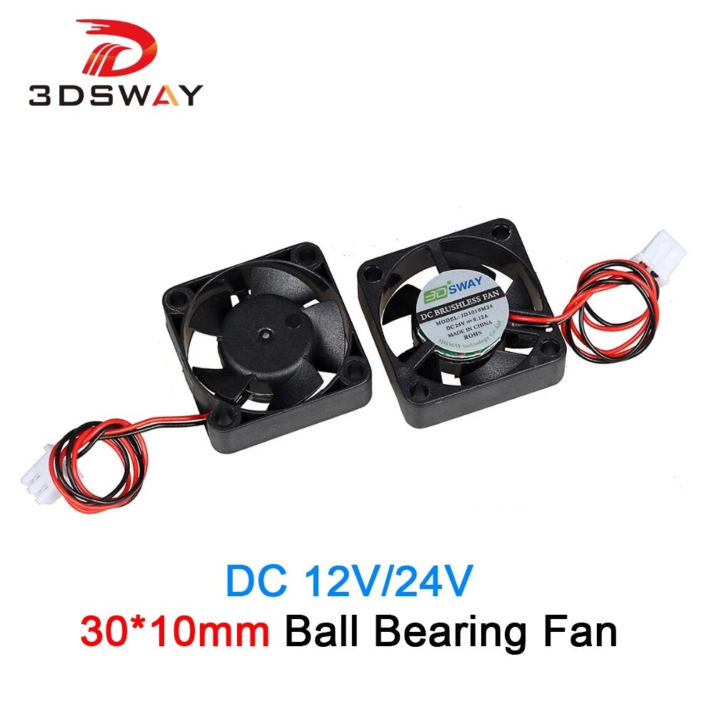 3DSWAY 3D-принтеры Запчасти AC/DC 12V/24V двойной шариковый подшипник вентилятора высокого Скорость 10000 об/мин 30*10 мм 3010 XH2.54-2P провода Радиальные Вентиляторы Охлаждения
