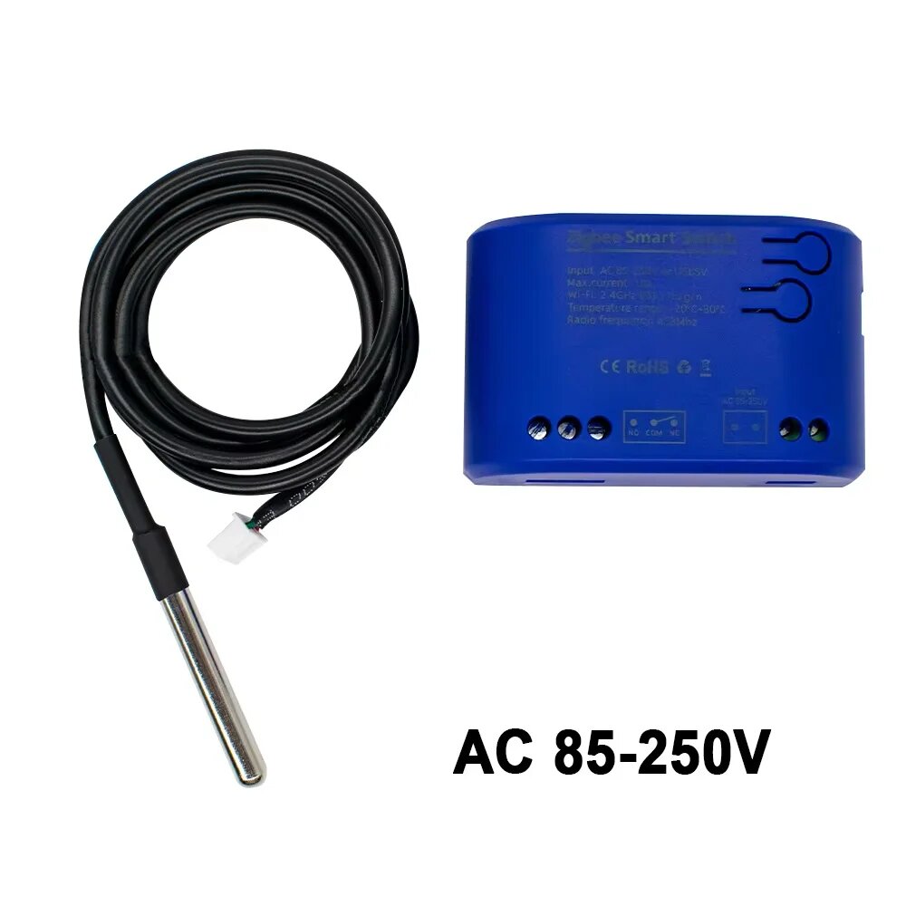 Умный переключатель Zigbee Tuya с датчиком температуры AC 85-250V