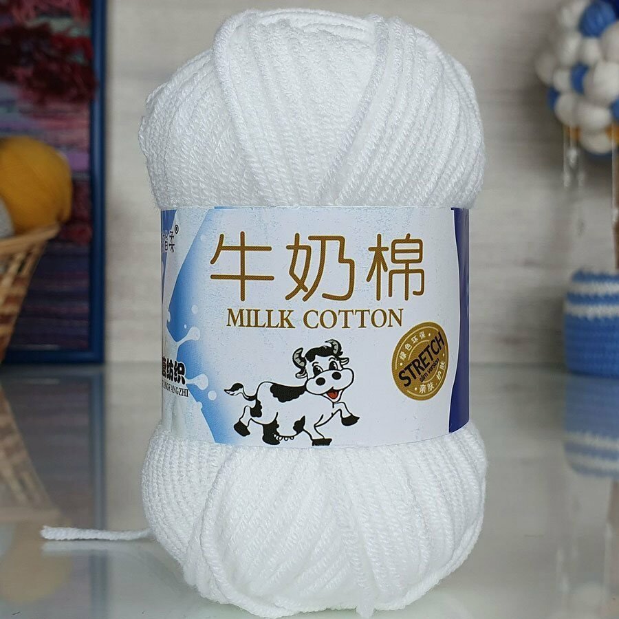 Пряжа M&h MILLK COTTON 001 белый (10 мотков)