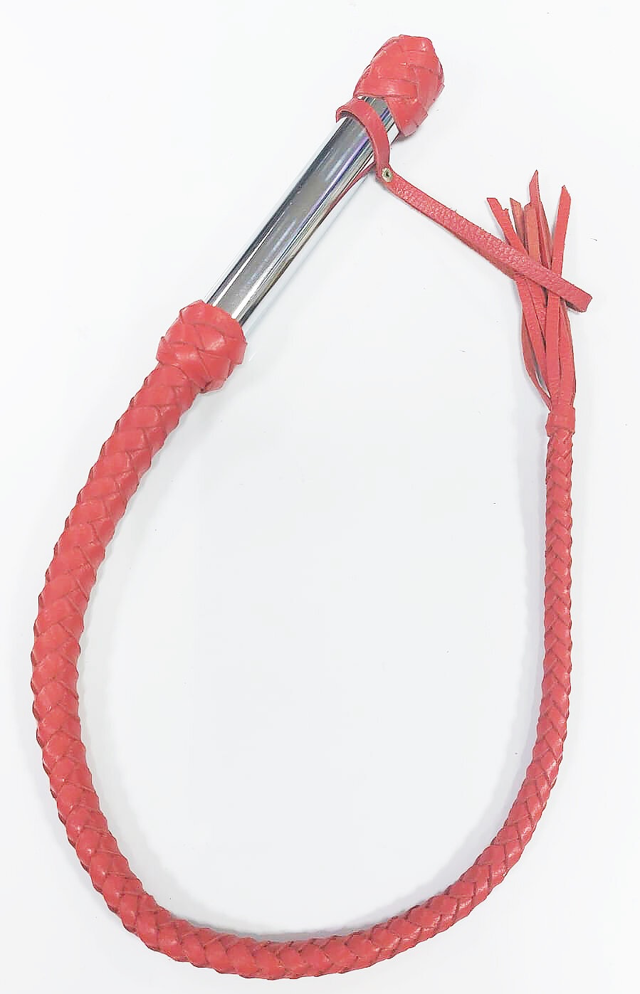 Плеть с металлической рукоятью Sitabella с красными хвостом, 90 см