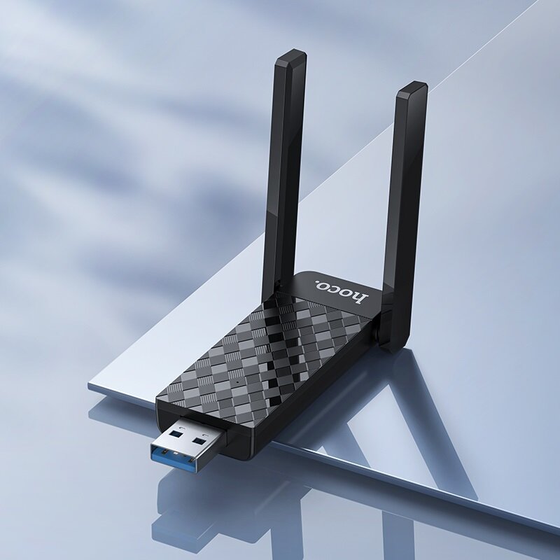 USB адаптер Wi-Fi, внешняя двойная антенна, черный, HOCO HI34
