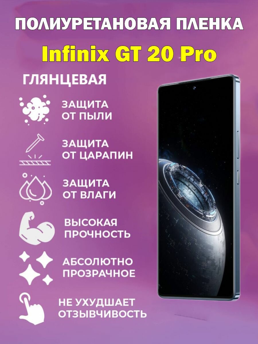 Полиуретановая защитная пленка для Infinix GT 20 Pro / Противоударная бронированная пленка