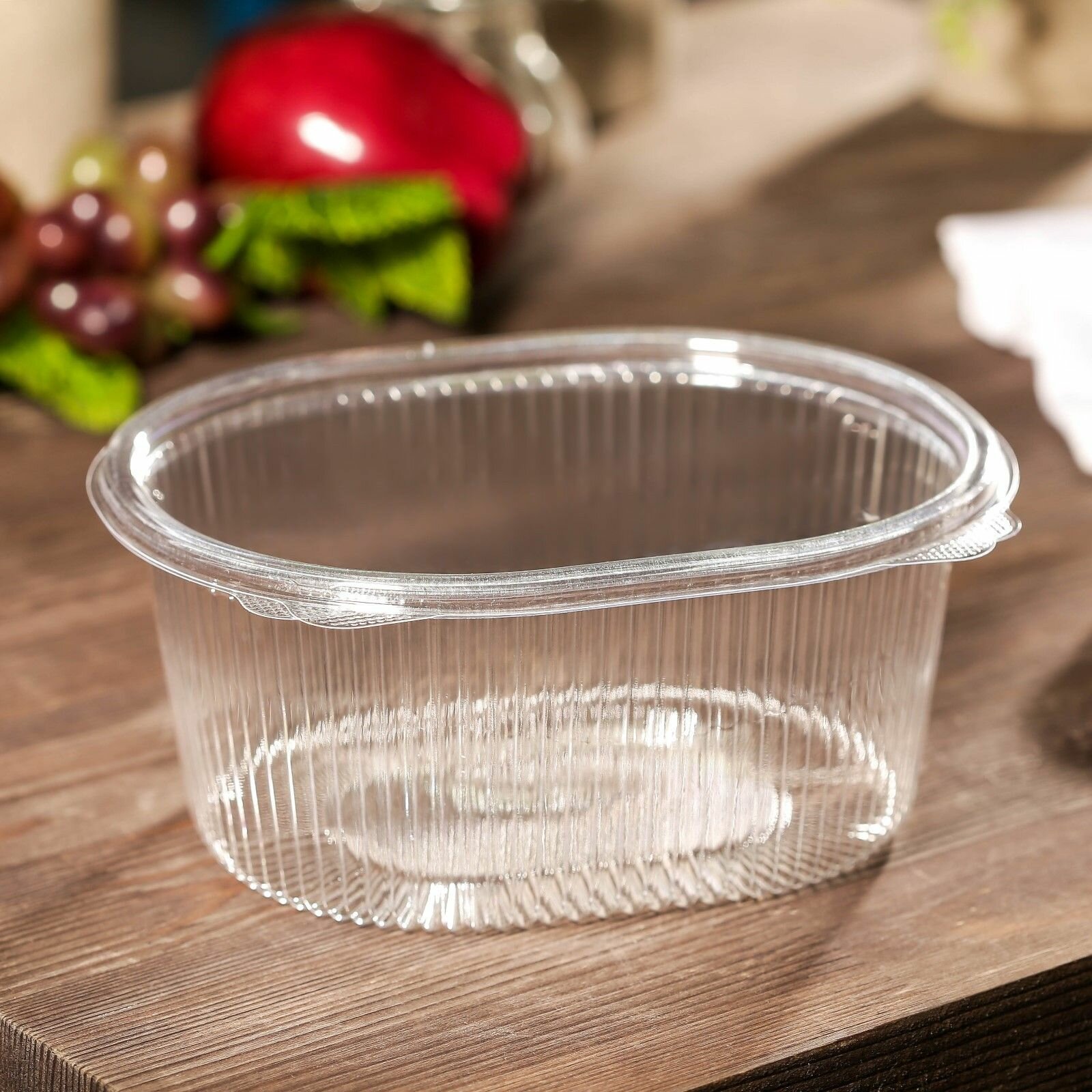 Контейнер одноразовый с неразъёмной крышкой 12 шт. в наборе, пластик, 1 л, 17.5х14.9х7.9 см, прозрачный