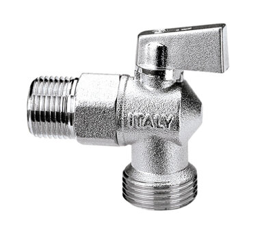 392 Кран шаровой угловой (вода) 1/2"х3/4" для подключения стиральных машин ITAP 26137 (12/144)