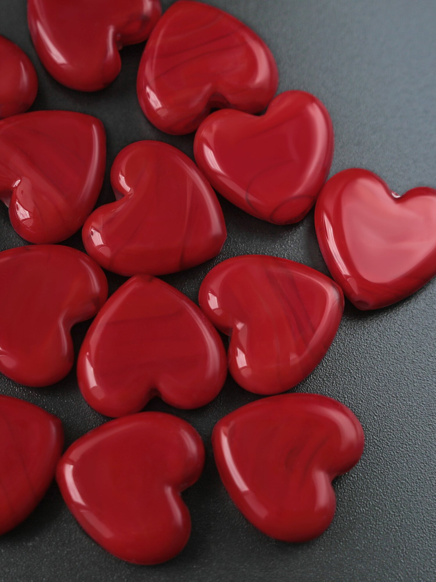 Бусины сердце Лэмпворк стекло 2 шт, красный, 19.5x20.5x6.5 мм