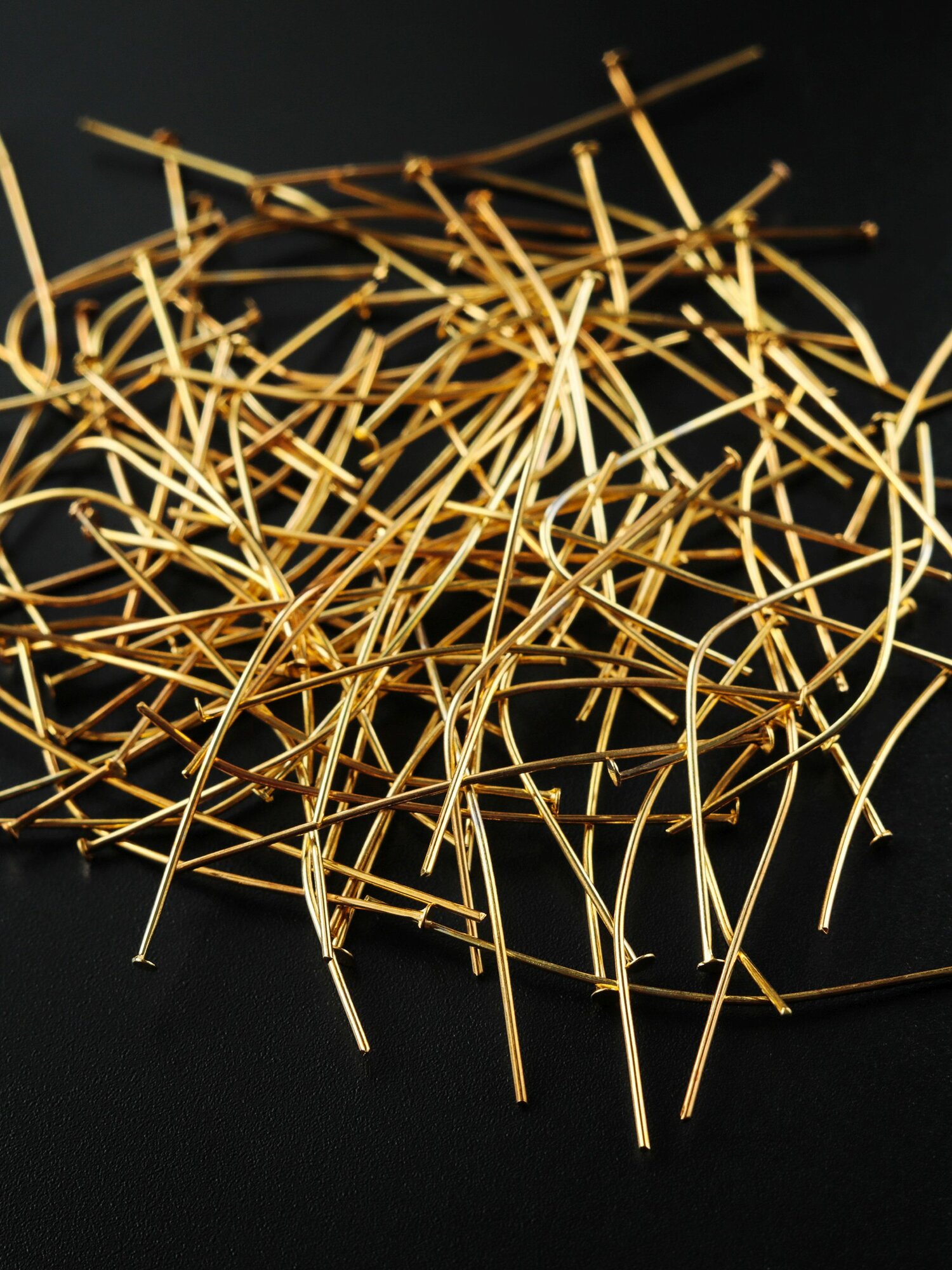 Пины-гвоздики Штифты (упаковка 90 г, примерно 400 шт.), цвет золото, размер 50х0.7 мм