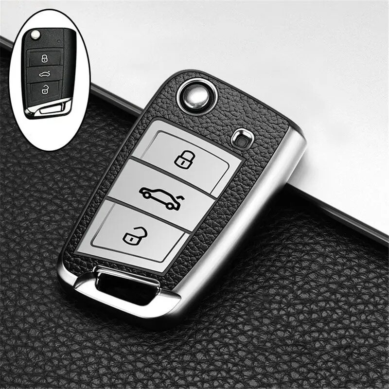 Для Volkswagen VW Polo Golf7 MK7 Tiguan для Skoda Octavia Kodiaq Karoq для Seat Ateca чехол для ключей от автомобиля сумка брелок протектор