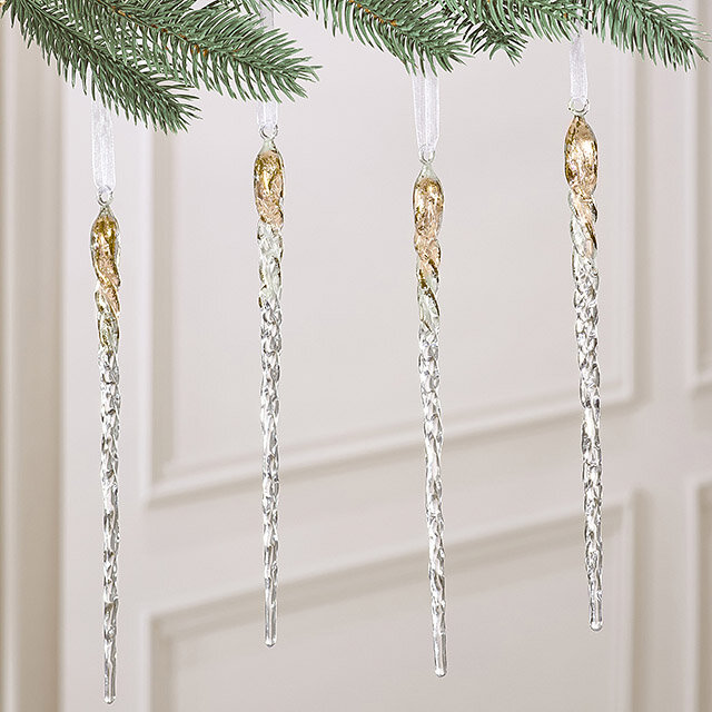 Набор елочных игрушек Сосульки Sprinkled Gold 22 см, 4 шт, Winter Deco, 1000341