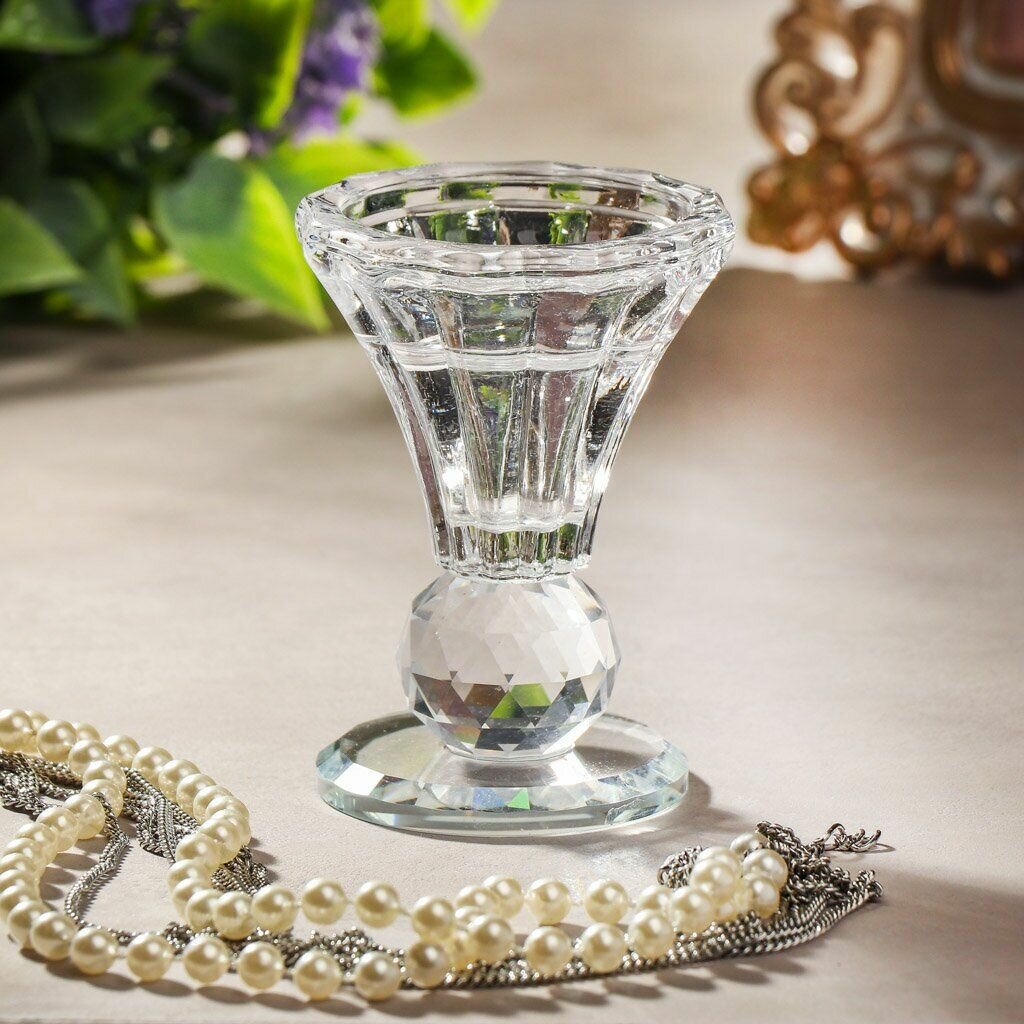 Подсвечник КНР декоративный, стекло, 1 свеча, 8 см